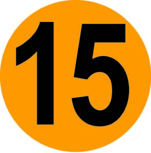 Number 15 Labels | Bright Circles | Bold Text | Choose Size