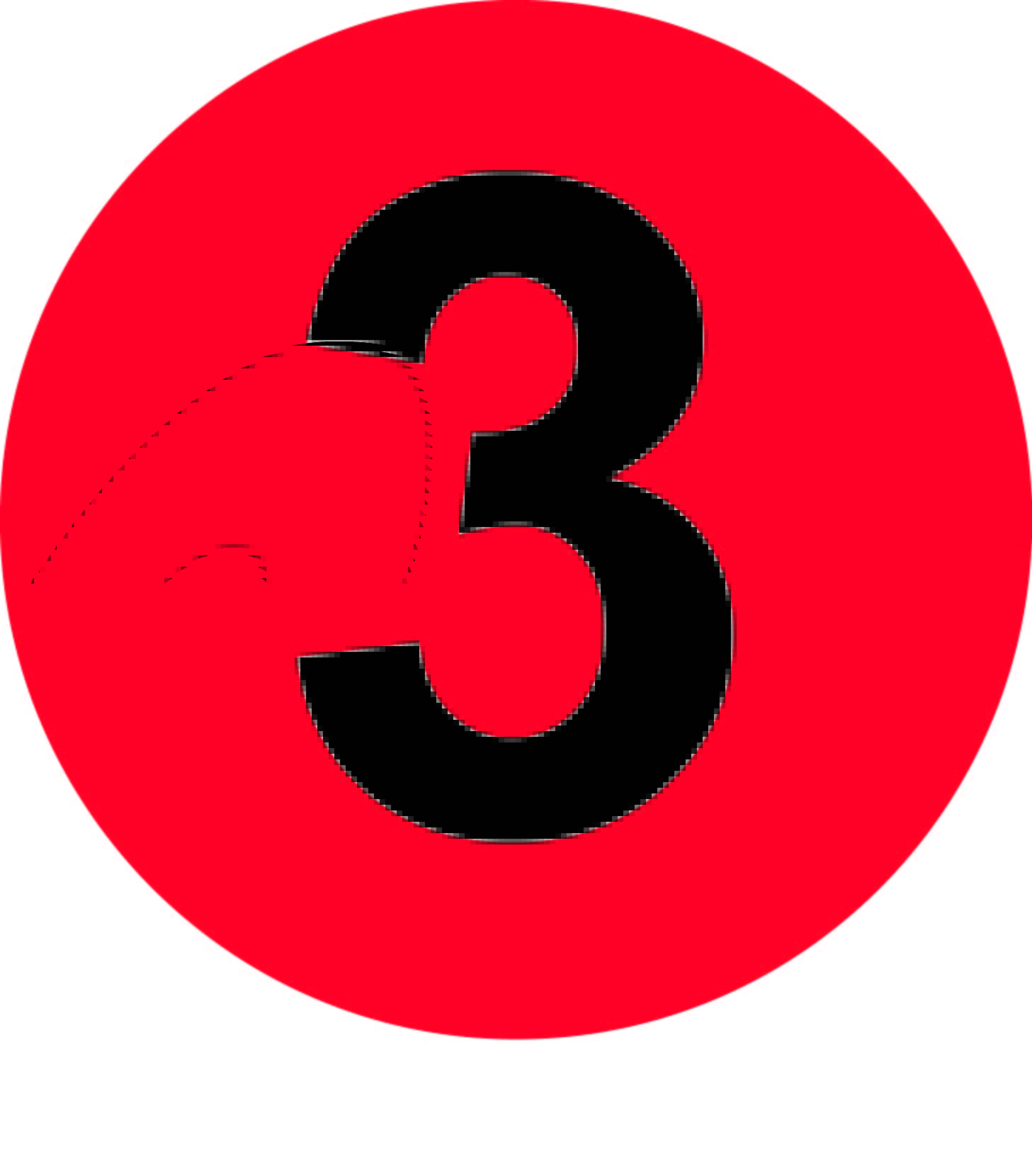 Number 3 Labels | Bright Circles | Bold Text | Choose Size